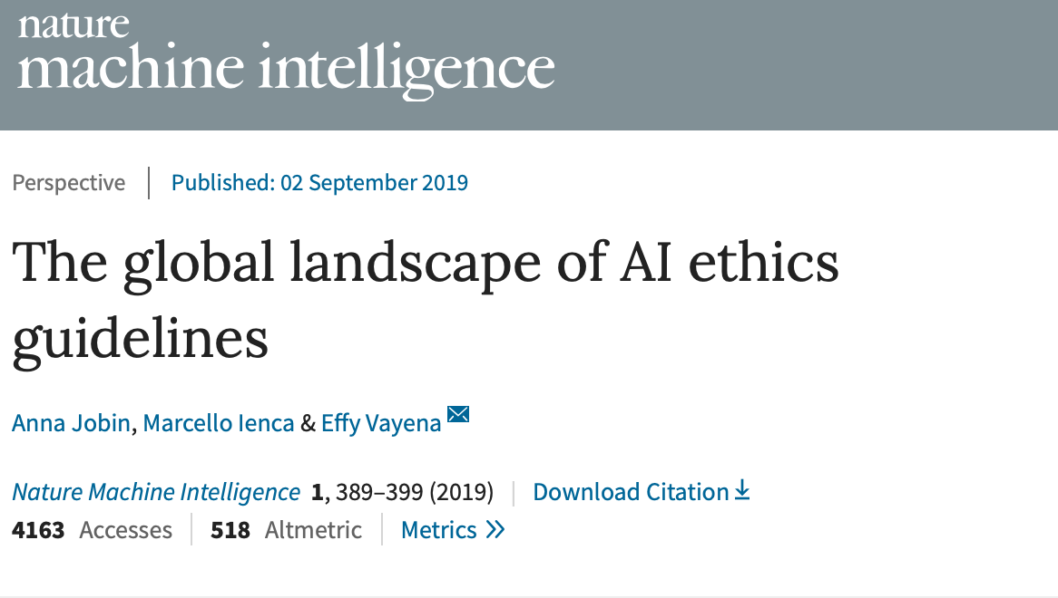 Important Report by ETH on the global landscape of AI ethics guidelines ...