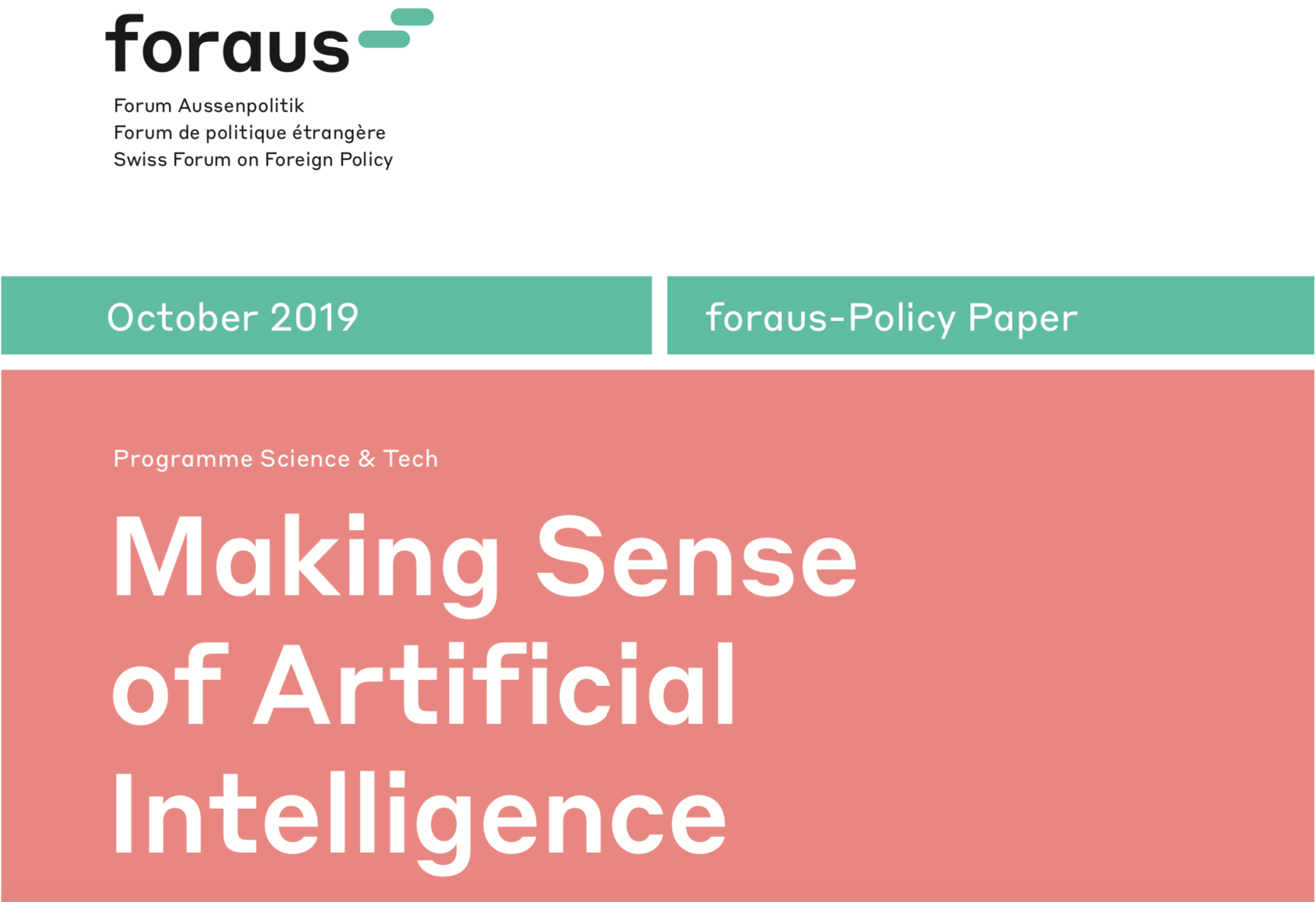 New policy paper by foraus: Making Sense of Artificial Intelligence - ZHET